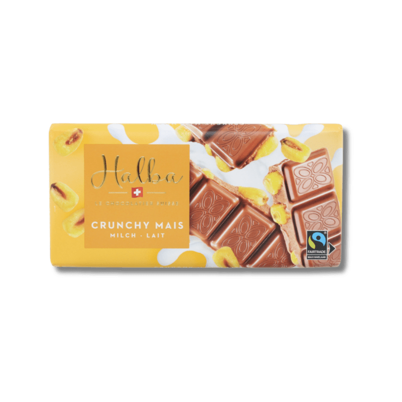 Crunchy Corn Milk Chocolate Bar 100 g | Halba - Swiss Made Direct