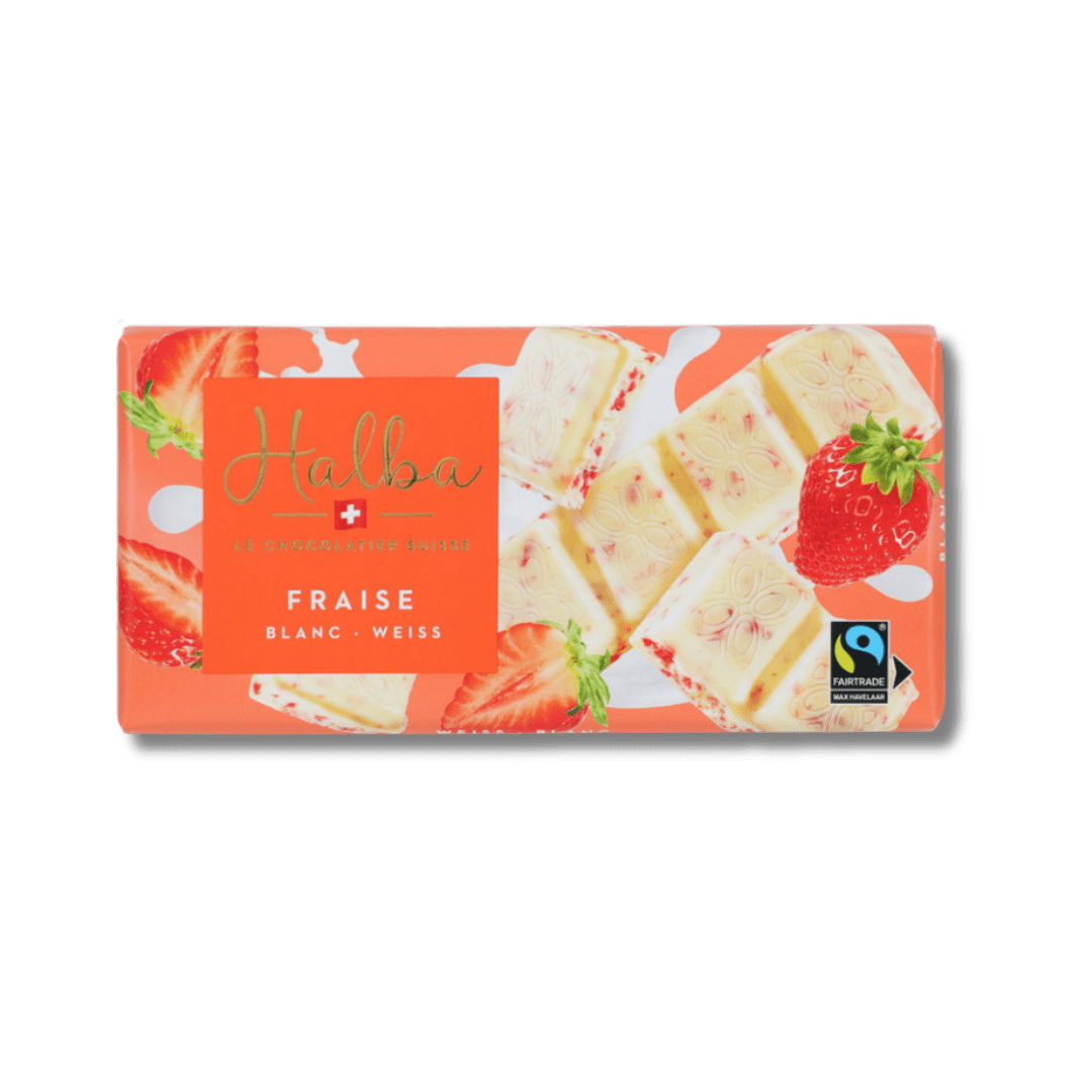 Strawberries White Chocolate 100g | Halba Swiss Made Direct