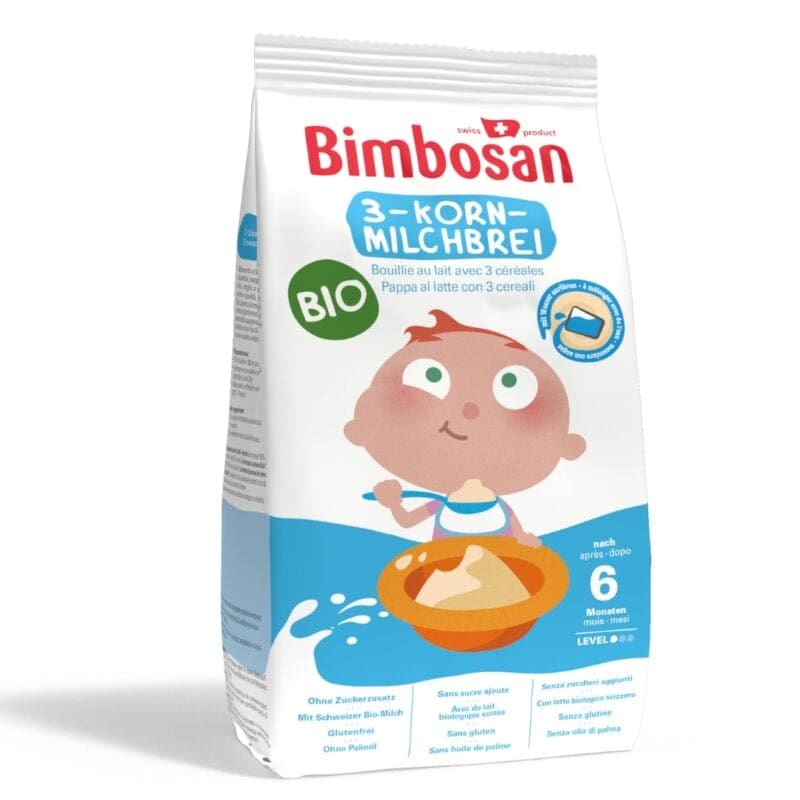 Papas de bebé 3 cereais biológicas - Swiss Made Diret